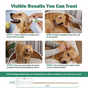 CuteBone Dog Anti-Itch Ear Flush - Cleans &amp; Removes Wax Odor, Deodorizes, Soothes Ear Inflammation for Pet - Easy Ear Wash Care Solution - Ear Cleaner 4 fl.oz &amp; 30 Cotton Swabs Kit