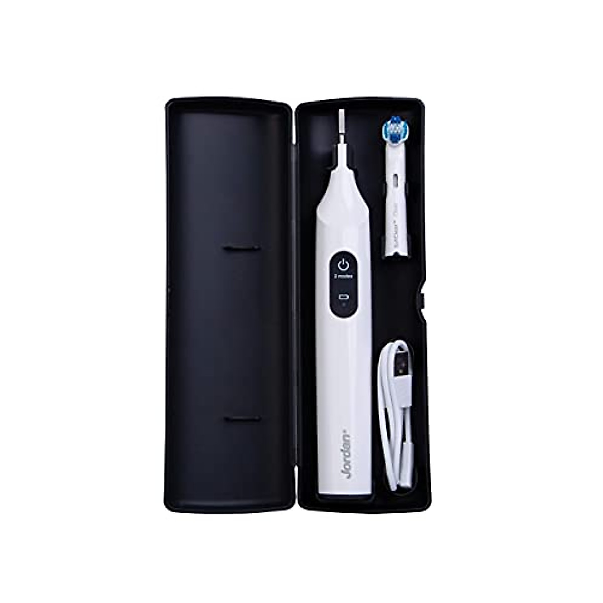 Jordan* ® | Clean Smile Electric Toothbrush for Adults | Rechargeable Toothbrush Electric with Quick Charge, Long-Lasting Battery, Pressure Sensor, 2 Speed Modes | Includes Travel Case | Black Color