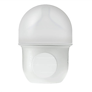 Boon Nursh Reusable Silicone Baby Bottle with Collapsible Silicone Pouch Design - Everyday Baby Essentials - Stage 1 Slow Flow Baby Bottles - Gray - 4 Oz