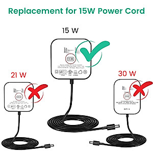 15W Power Cord Replacement for Echo Dot 5th Gen, 4th Gen, 3rd Gen, Dot Kids Edition, Dot with Clock, Pop, White DC Charger Adapter with 5ft Cable
