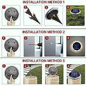 ASLIDECOR Solar Ground Lights Outdoor Waterproof,Warm White Solar Step Lights,2 Pack 8 Led Solar Disk Lights for Outside Stairs Decks Walls(Warm White)