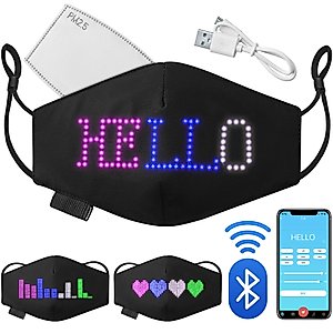 Digital Led Face Mask | Comfortable Lightweight App Controlled Led Mask | Display Message and Music Mode Light up Face Mask | Rechargeable and Wireless Light Up Masks for Adults