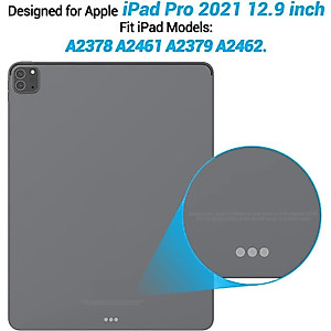 Asgens Case for iPad Pro 12.9'' 2021, Black Clear Silicone Case Flexible Soft TPU Silicone Protective Cover for 2021 iPad Pro 12.9 inch Model A2378 / A2461 / A2379 / A2462