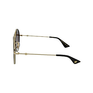 Gucci Casual Rectangular Sunglasses, Gold (Gold/Grey), 56