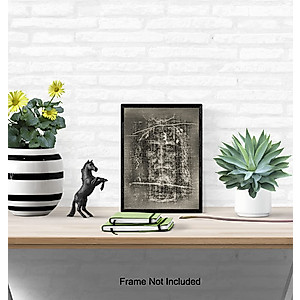 Jesus Wall Decor - Jesus Christ - Shroud of Turin Photo Picture Wall Art Print- Catholic Gifts, Religious Christian Wall Decor for Pastor, Priest, Ordained Minister - 8x10 Poster