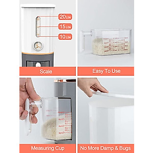 JOSTRY 25 Lbs Large Sealed Rice Dispenser, Cereal Dry Food Storage Containers with Measuring Cup, BPA-Free Household for Kitchen Pantry Organization