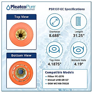 Pleatco PSR137-EC Pool Filter Cartridge Replacement for Unicel: UHD-SR137, Filbur: FC-2570, OEM Part Numbers: WC108-70S2X, White