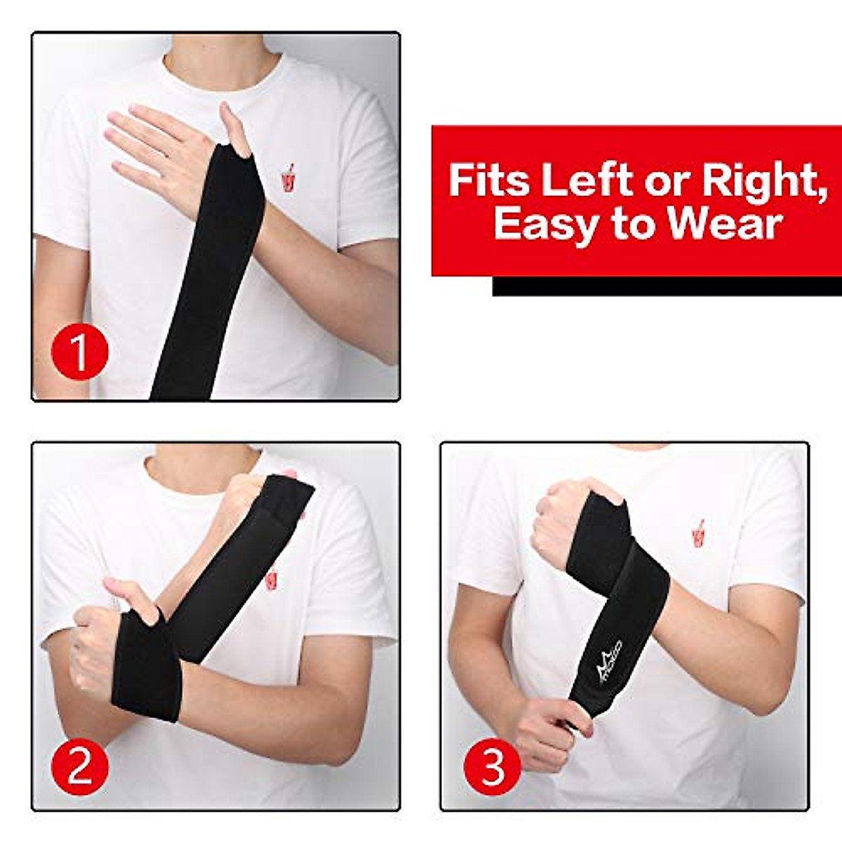 MoKo Wrist Brace, (2 Pack) Adjustable Athletic Wrist Support Wrist Wraps for Women Men Working Out, Tennis, Weightlifting, Biking, Carpal Tunnel, Black