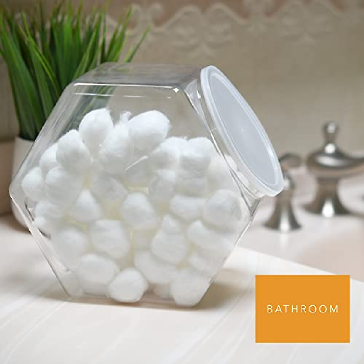 DilaBee Plastic Candy Jars for Candy Buffet, Candy Jars with Lids, Clear Cookie Jars for Kitchen Counter, Candy Dishes for Candy Buffet with Airtight Lid, Candy Bar Containers Set - Hexagonal Jars with Labels [129 Oz, Pack of 2] - Food Grade BPA-Free