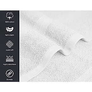 Avalon Bath Towels for Bathroom 100% Cotton White Bathroom Towels Pack of 6 (22x44 inches) - Quick Drying Bath Towels Set Small, Light Weight & Absorbent Perfect Gym & Pool Towel Set