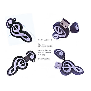 WooTeck 128GB Cartoon Lovely Music Note USB Falsh Drive Memory Stick