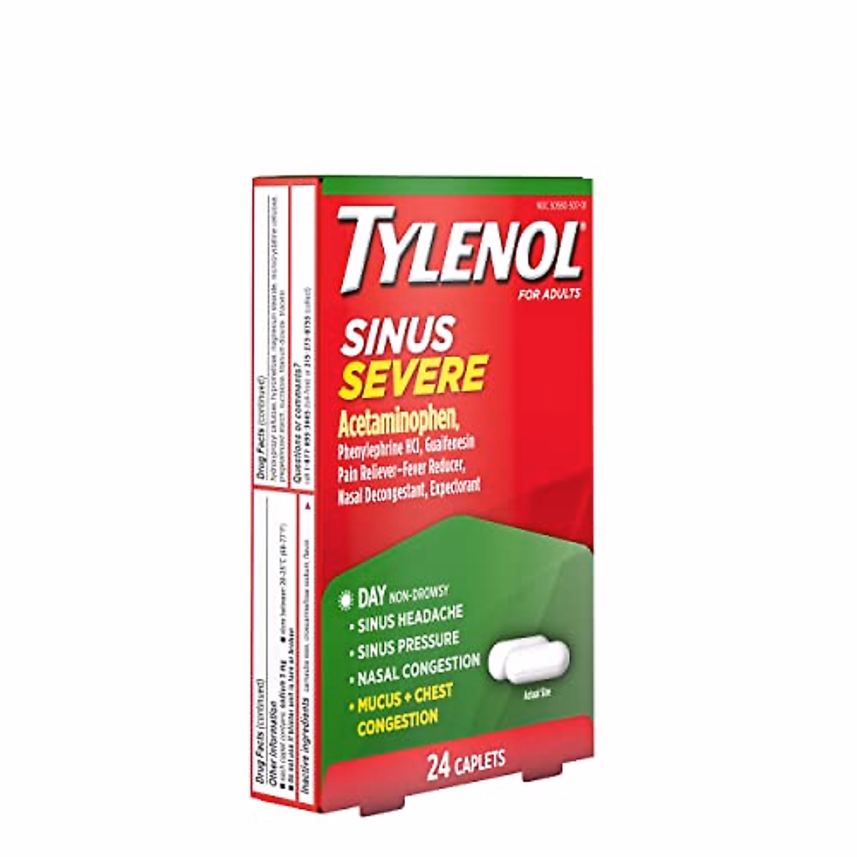 Tylenol Sinus Severe Daytime Caplets with Acetaminophen, Guaifenesin & Phenylephrine HCl, 24 ct