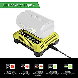 KUNLUN OP401 40-Volt Lithium-Ion Battery Charger for Ryobi 40V OP4050A OP4026 OP40601 OP4040 OP4030 OP4015 OP40201 Li-ion Battery