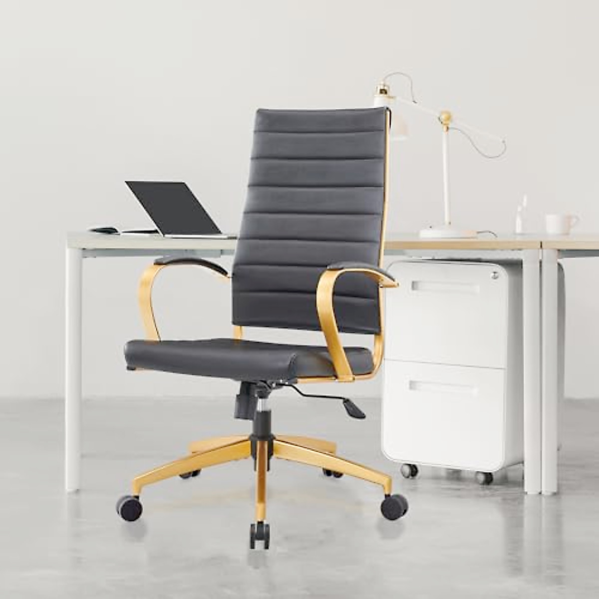 LUXMOD Vegan Leather high Back Office Chair, White