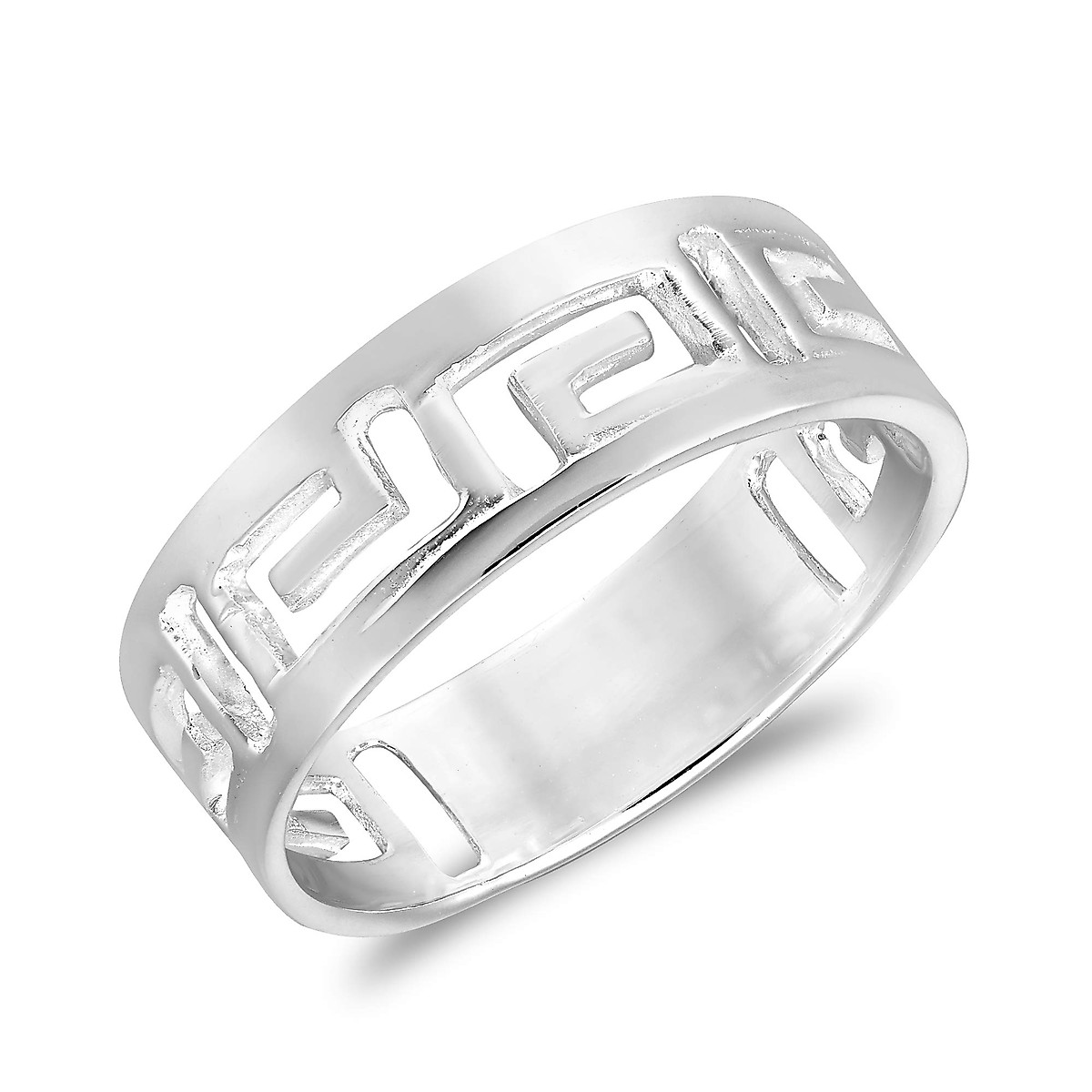 AeraVida Meander Greek Key Style Band .925 Sterling Silver Ring (10) | Stylish Greek Key Ring for Men | Fashion Jewelry