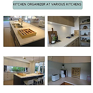 Foil and Plastic Wrap Organizer - 12" Rolls & Storage Bag Organizer, Ziplock Bag Organizer, - (Gallon, Quart, Snack, Sandwich) Bags; 2-In-1 Bamboo Kitchen Drawer/Wall Organizer