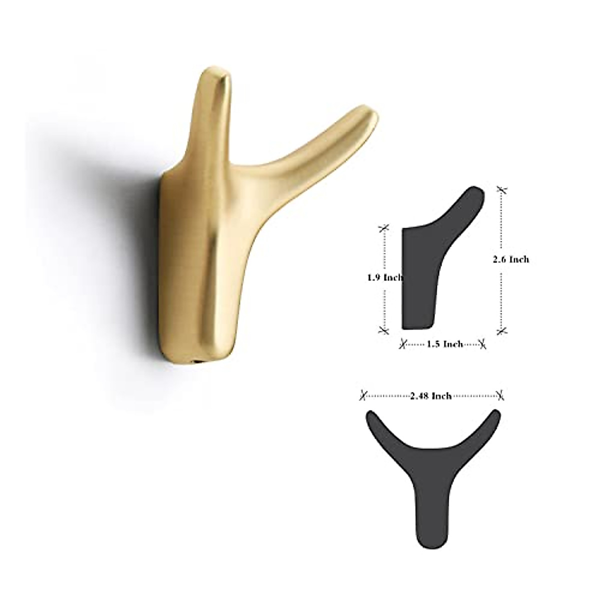 NC NC Towel Hooks, 2 Packs Coat Hook Cow Head Wall Hooks for Heavy Duty Door Hanger Towel Robe Clothes Cabinet Closet Sponges Hook for Bathroom Bedroom Kitchen Hotel Pool (Brushed Brass)