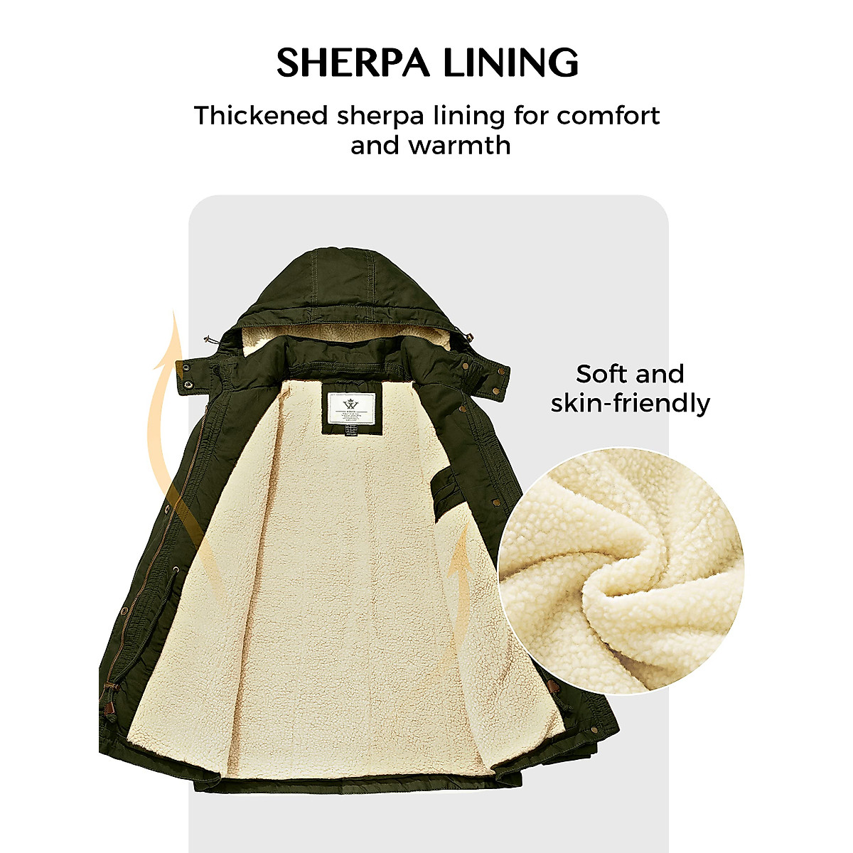 WenVen Women's Warm Fleece Lined Jacket Cotton Hooded Coat (Army Green, L)