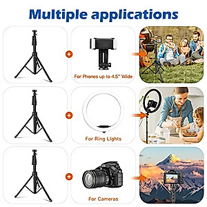 Aureday 12'' Selfie Ring Light with 62'' Tripod Stand and Phone Holder, LED Lighting with Phone Stand for Video Recording, Compatible with Cell Phones and Cameras