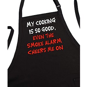 My Cooking Is So Good Funny Kitchen Aprons, Black, 2 Pockets, Adjustable Neck Strap