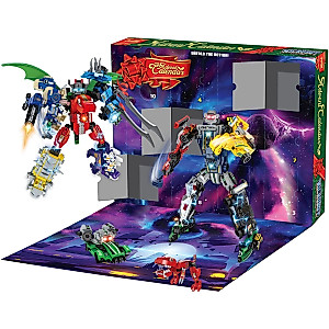 JOYIN 12 Days Christmas Advent Calendar with Cars Building Blocks 2023 Countdown Calendar with Robot Building Bricks 6-in-1 Toy Dinosaur Toy for Boys Kids Party Favors, Classroom Prizes, Xmas Gift