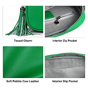 befen Small Camera Crossbody Bags for Women, Leather Cell Phone Cross Body Purse and Handbags for Travel (Medium Kelly Green)