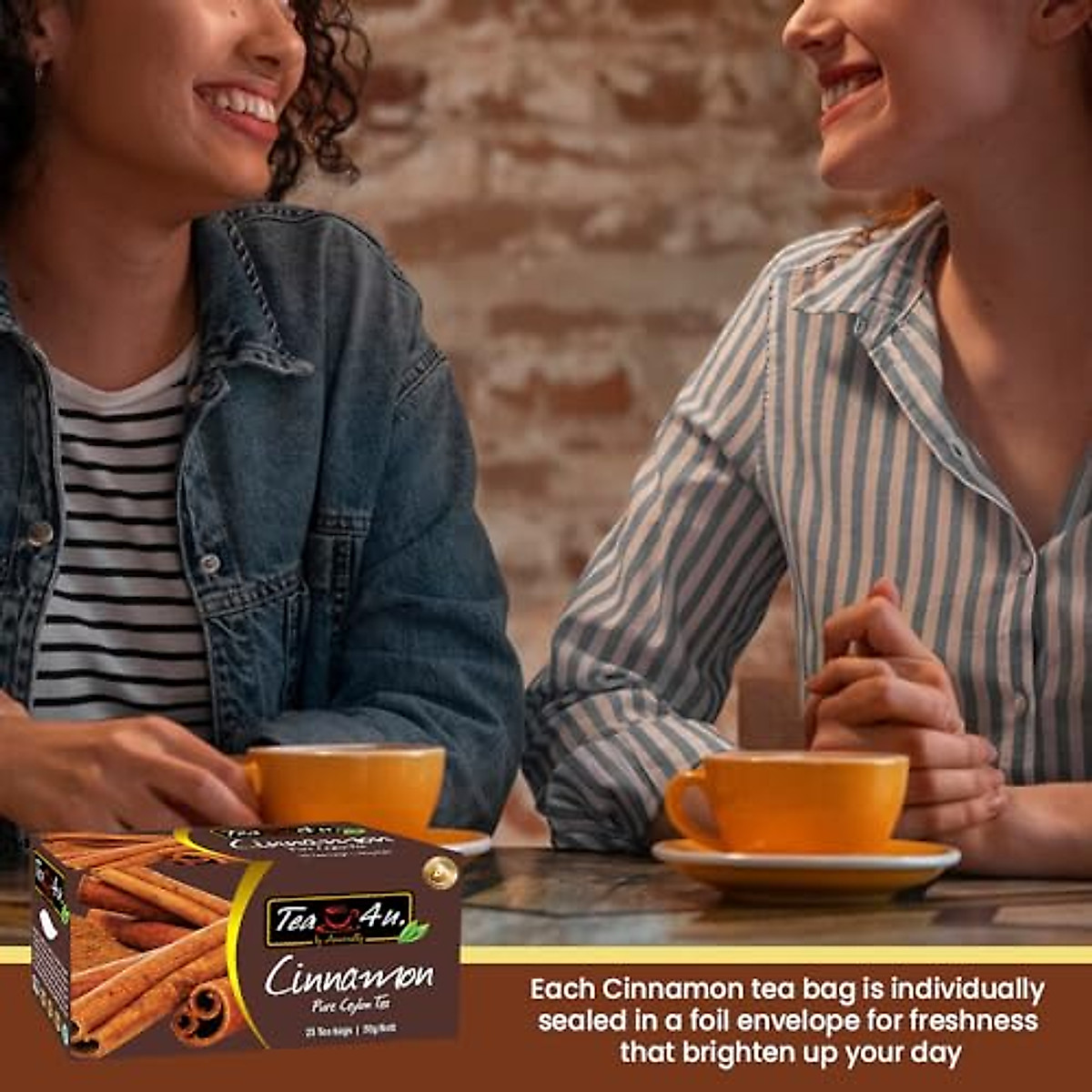 Tea4U Flavored Black Ceylon TeaBags - Cinnamon | Ideal Quality from Sri Lanka's Finest Leaves and Expertly Blended - 25 Count