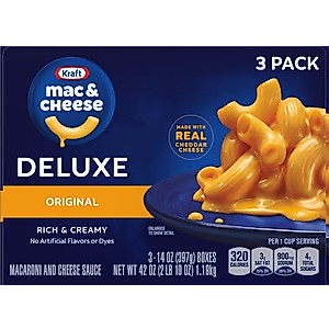 Kraft Deluxe Original Cheddar Macaroni & Cheese Dinner (3 ct Pack, 14 oz Boxes)