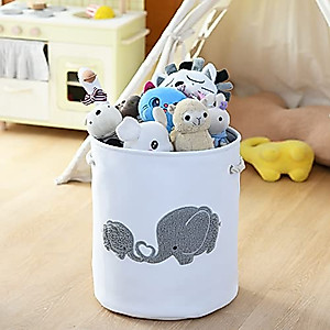 INough Baby Laundry Basket Elephant, Baby Girl Basket Large Baby Hamper for Nursery Boy, Kids Laundry Baskets, Nursery Hamper for Baby, Baby Nursery Decor for Livingroom Kidsroom Play Room