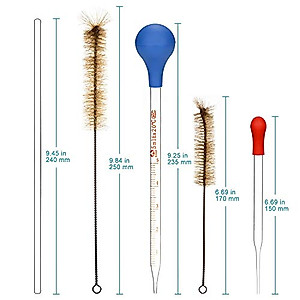 StonyLab Graduated Cylinder Set, 12 Pcs - Include 5 Borosilicate Glass Measuring Cylinders in 5 ml/10 ml/25 ml/50 ml/100 ml,3 Pipettes, 2 Stirring Rods & 2 Clean Brushes