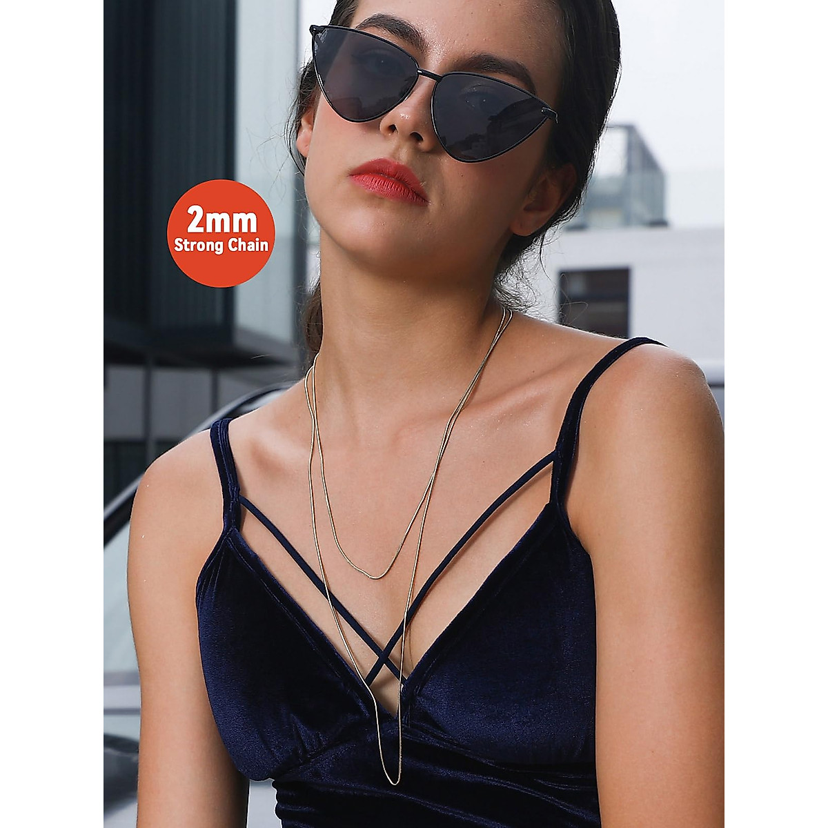 Classy Snake Chain Jewelry Women DIY Slim Chain Necklace 22 Inch 2MM Shiny Charms