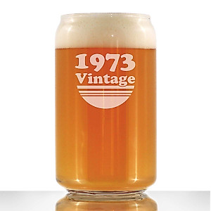 Vintage 1973 - Beer Can Pint Glass - 51st Birthday Gifts for Men or Women Turning 51 - Fun Bday Party Decor - 16 oz