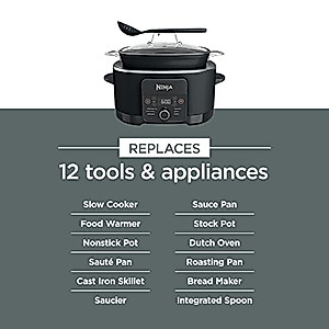 Ninja MC1010 Foodi PossibleCooker PLUS - Sous Vide & Proof 6-in-1 Multi-Cooker, with 8.5 Quarts, Slow Cooker, Dutch Oven & More, Glass Lid & Integrated Spoon, Nonstick, Oven Safe Pot to 500°F, Black