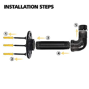 3 Pack Industrial Pipe Towel Hooks, Vintage Wall Mounted Heavy Duty Coat Robe Clothes Hanger for Bathroom Bedroom Farmhouse