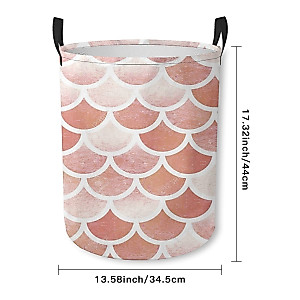 Mermaid Rose Gold Scales Laundry Hamper Laundry Basket Bedroom Room Decor for Women Girls Dirty Clothes Organizer Boys Room Accessories Toy Bin Storage Bag