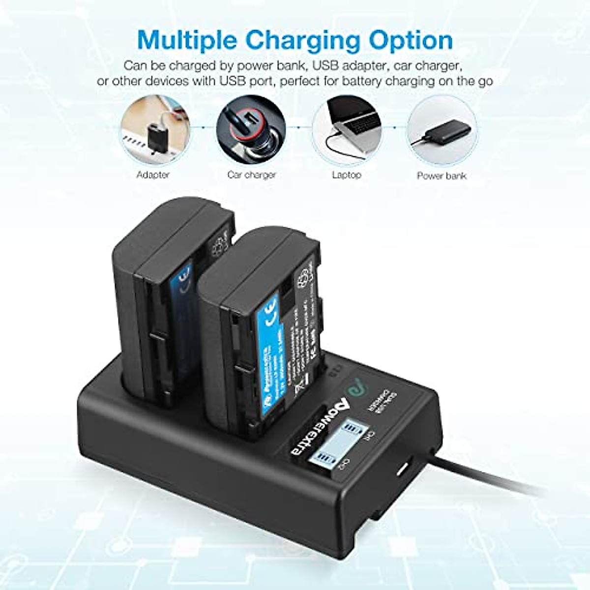 Powerextra LP-E6NH High Capacity Batteries 2950mAh and USB Charger Compatible with Canon LP E6 R5 R6 90D 60D 70D 80D 5D IV 6D, 6D II 7D
