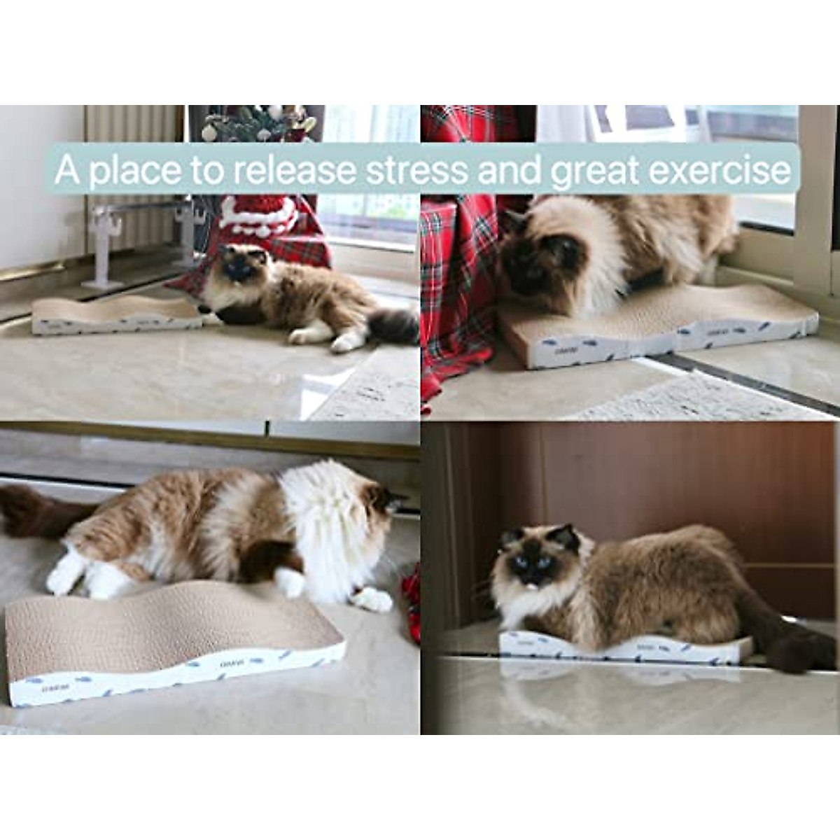 Cat Scratcher 2 PCS Pad, Cardboard with Premium Reversible Scratch Textures Design Wide Durable Scratching Pad