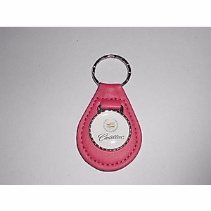 ELDORADO SEVILLE DEVILLE FLEETWOOD CALAIS ALLANTE LOGO LEATHER KEYCHAIN - MAGENTA