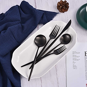 Bitadze Matte Silverware Set, 20-Piece Satin Finish Stainless Steel Modern Flatware Set Service for 4,Tableware Cutlery Set for Home and Restaurant,Wedding Gift Dishwasher Safe