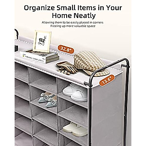 MULISOFT 20-Grid Shoe Rack Organizer Large Capacity, Shoe Cubby for Better Shoe Care, Space-saving Cubby Shoe Rack, Shoe Organizer Cubby Easy to Move for Entryway, Closet, Dormitories, Garage, Grey