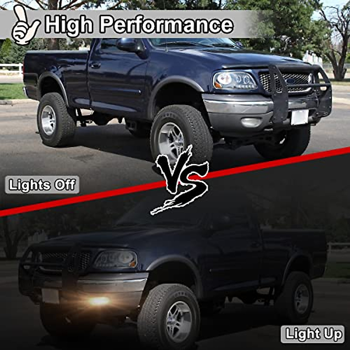 Fog Light for 99-03 Ford F-150 F150, 04 Ford F-150 F150 w/Bulb, 99-02 OEM Ford Expedition, Pair of NIXON OFFROAD Fog Lamp Replacement Clear Lens - H10 12V 42W