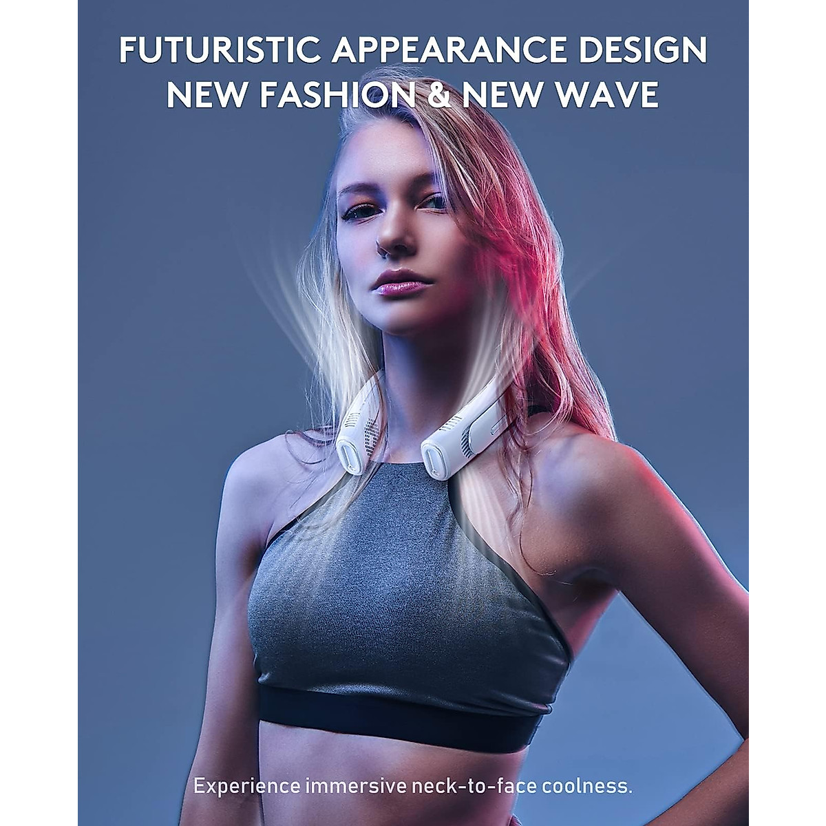 TADAFGIRL Neck Air Conditioner Portable, Kiddgo 5 Turbo Portable Neck Fan 3D Airflow Cooling Neck Fan,10000mAh Neck Fans Portable Rechargeable, 3 Speeds Wearable Air Conditioner Neck Cooler (White)