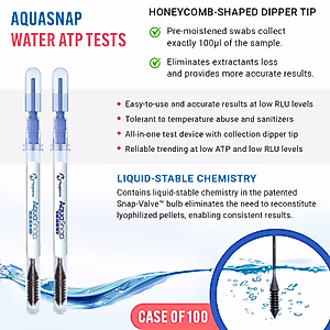 Hygiena Bio Shield Tech Aquasnap Free ATP Test Devices - AQ-100FX, Water ATP Testing Kits for Free ATP, Water Cooling Towers, Used Luminometers (100 Per Box)
