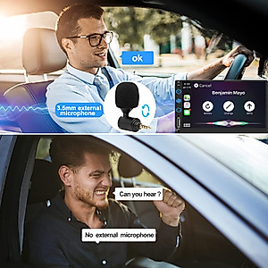 Double Din Car Stereo with Bluetooth,Compatible with Apple CarPlay & Android Auto,7 Inches HD Touchscreen Car AM/FM Radio Audio Receiver with Reverse Camera,Front Microphone,Voice Control,AUX /SWC/USB