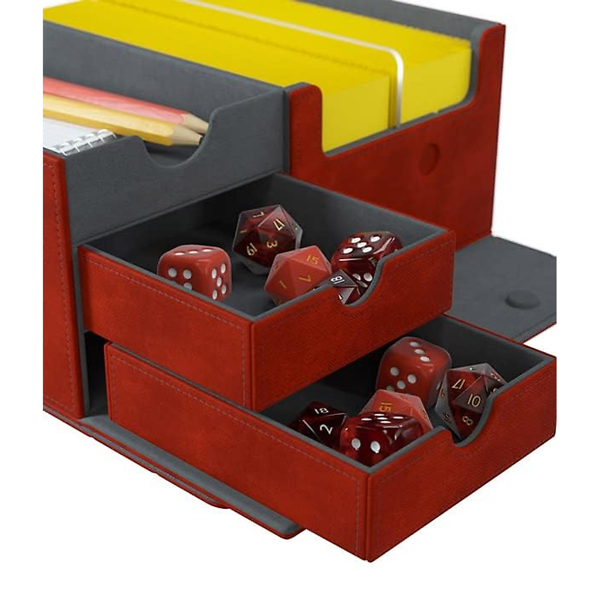 Gamegenic Game's Lair 600+ Convertible Deck Box in Red Color - Premium Game Storage Box Holds up to 600 Cards with Removable Cardboard