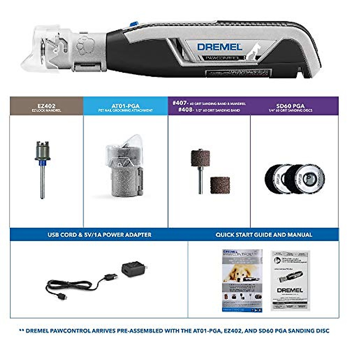 Dremel PawControl Dog Nail Grinder and Trimmer- Safe & Humane Pet Grooming Tool Kit- Cordless & Rechargeable Claw Grooming Kit for Dogs, Cats, and Small Animals 7760-PGK