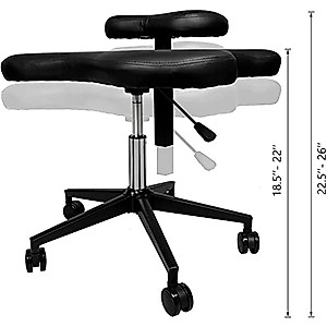 H-A Ergonomic Cross Legged Kneeling Chair Yoga Meditation Chair Adjustable for Flexibility Strength Training & Relaxation (Black)