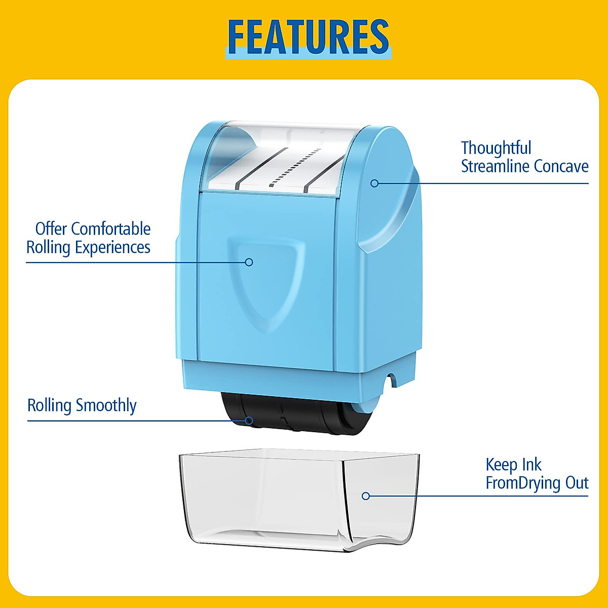 Dashed Handwriting Lines Practice Roller Stamp Parents and Teachers Roller Self-Inking Line Rolling Stamps Handwriting Practice Tool (Baby Blue)