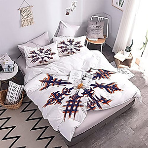 Quilt Cover Twin Size Runes, Symbols 3D Bedding Sets Viking, Nordic Duvet Cover Breathable Hypoallergenic Stain Wrinkle Resistant Microfiber with Zipper Closure,beding Set with 2 Pillowcase