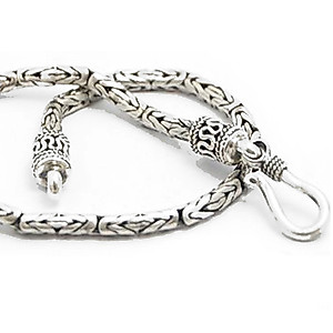 Blusilver 925 Sterling Silver Bizantine Chain Bracelet Handmade in Bali 2.0 mm (7.0 Inches)
